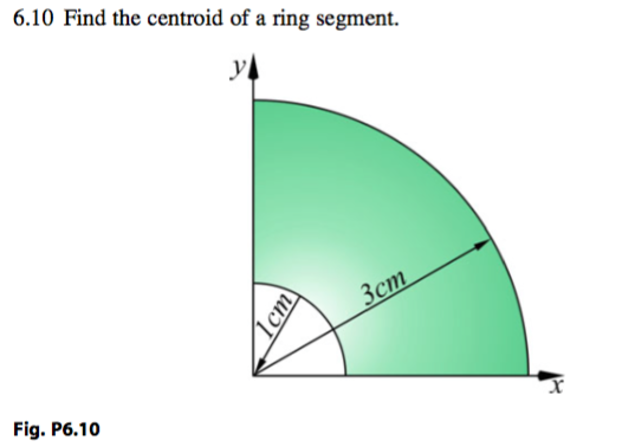 Solved 6.10 Find the centroid of a ring segment. Fig. P6.10 | Chegg.com