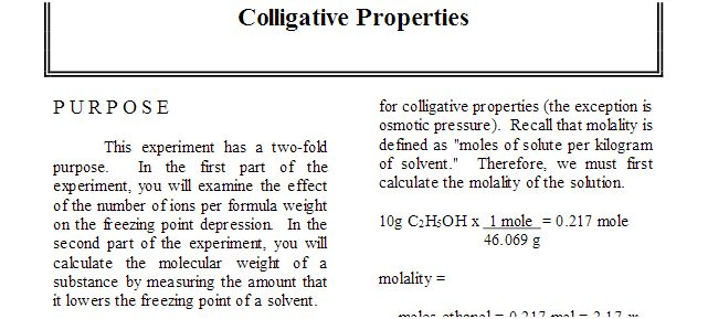 Solved Colligative Properties for collgative properties (the | Chegg.com