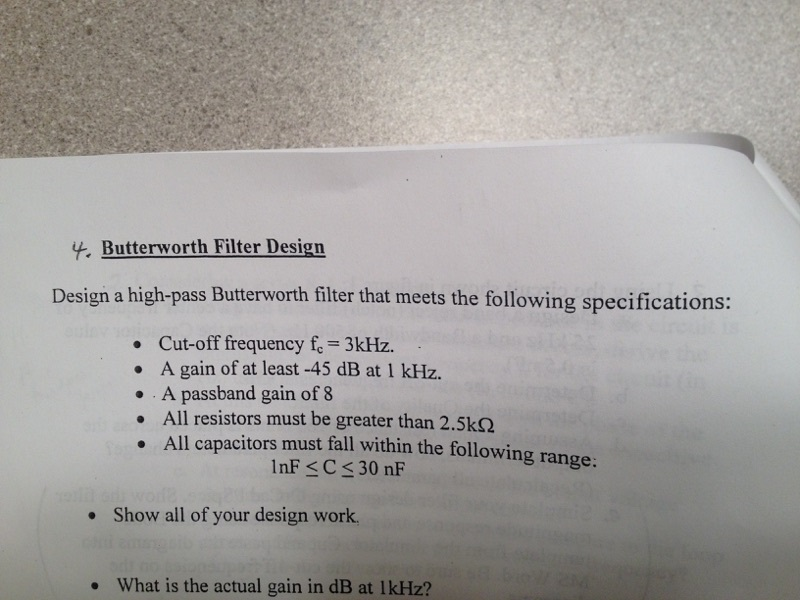 Solved Butterworth Filter Design Design a high-pass | Chegg.com