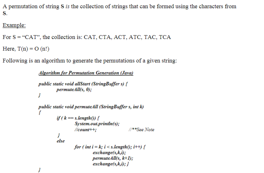 Solved A permutation of string S is the collection of | Chegg.com