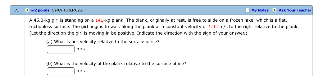 Solved 7 12 Points Sercp10 6 P 023 My Notes Ask Your