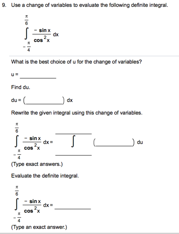 Solved 9. Use a change of variables to evaluate the | Chegg.com