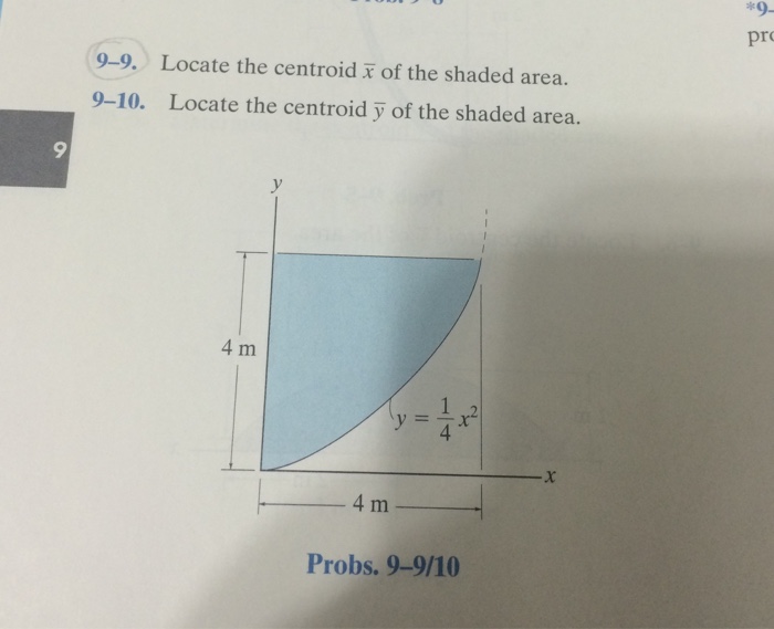 Solved 9-9. Locate the centroid x bar of the shaded area. | Chegg.com