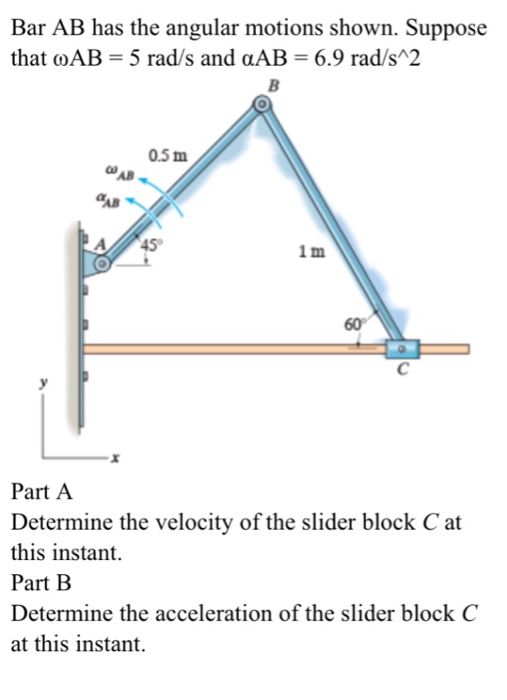Solved Bar AB has the angular motions shown. Suppose that | Chegg.com