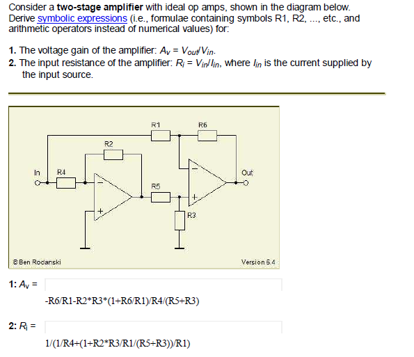 Solved Consider two-stage amplifier with ideal op amps, | Chegg.com