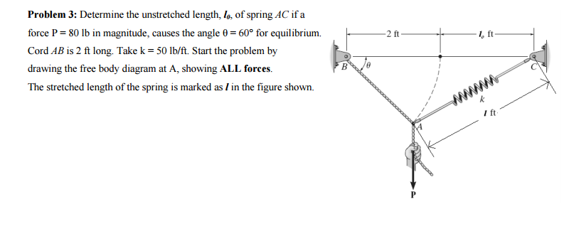 Solved Problem 3: Determine the unstretched length, I0, of | Chegg.com
