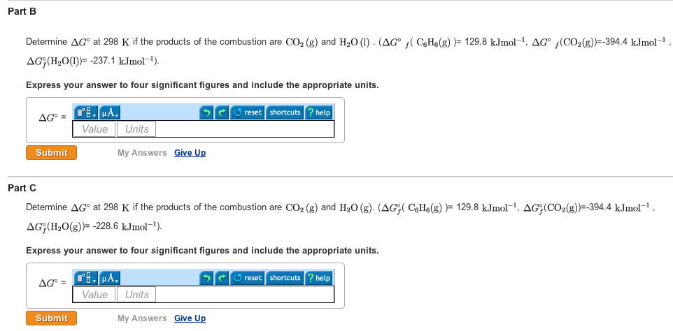 Solved Determine Delta G degree at 298 K if the products of | Chegg.com