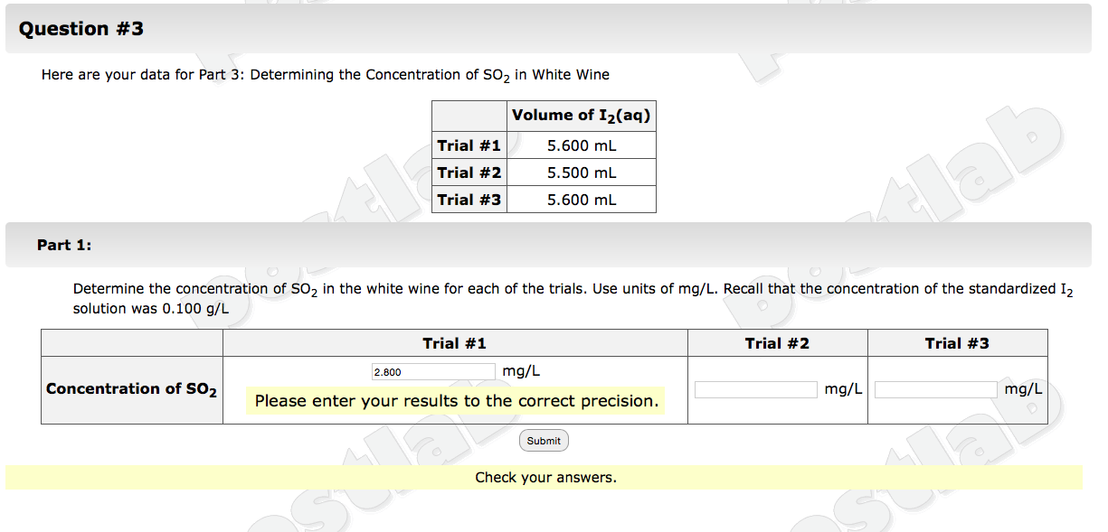 Chemistry lab help. | Chegg.com