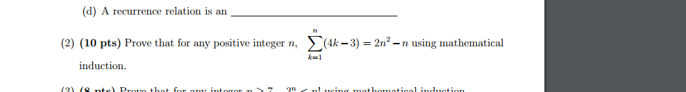 Solved A recurrence relation is an ______ Prove that for | Chegg.com