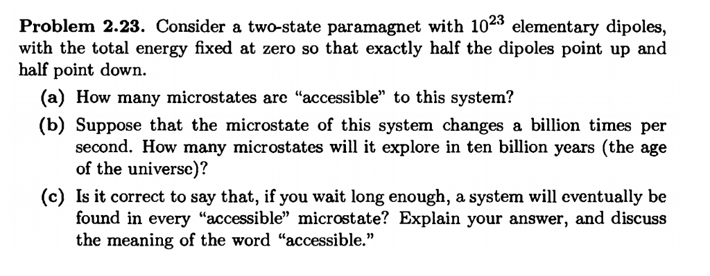 Solved Problem 2.23. Consider a two-state paramagnet with | Chegg.com