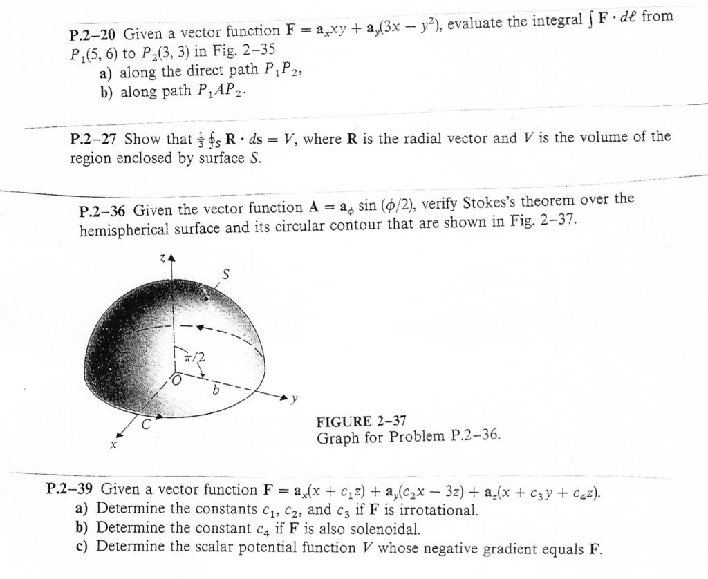 Solved P.2-20 Given a vector function F -a,xy a,(3x -y), | Chegg.com