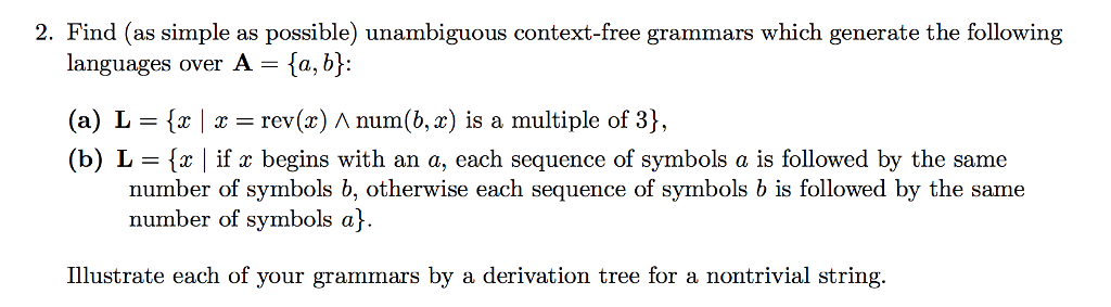 Solved 2. Find (as simple as possible) unambiguous | Chegg.com
