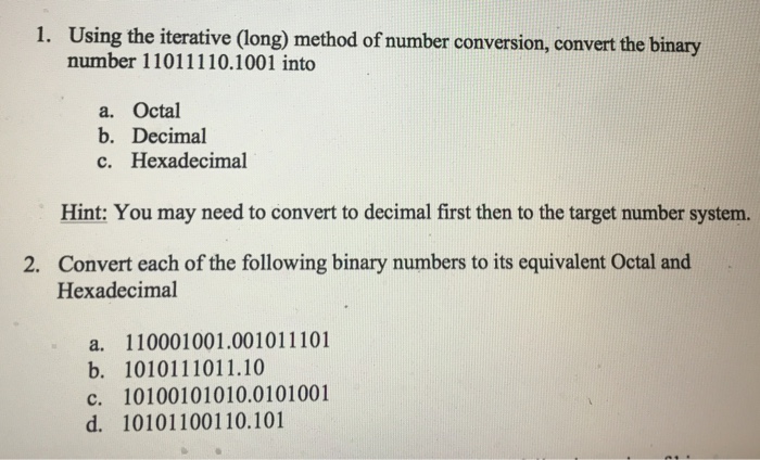 Solved 1. Using the iterative (ong method of number | Chegg.com