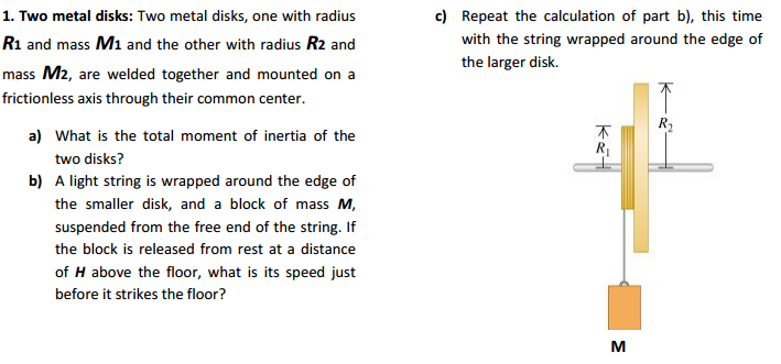 Solved 1. Two metal disks: Two metal disks, one with radius | Chegg.com