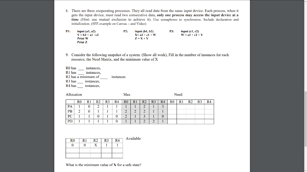 Solved There are three cooperating processes. They all read | Chegg.com
