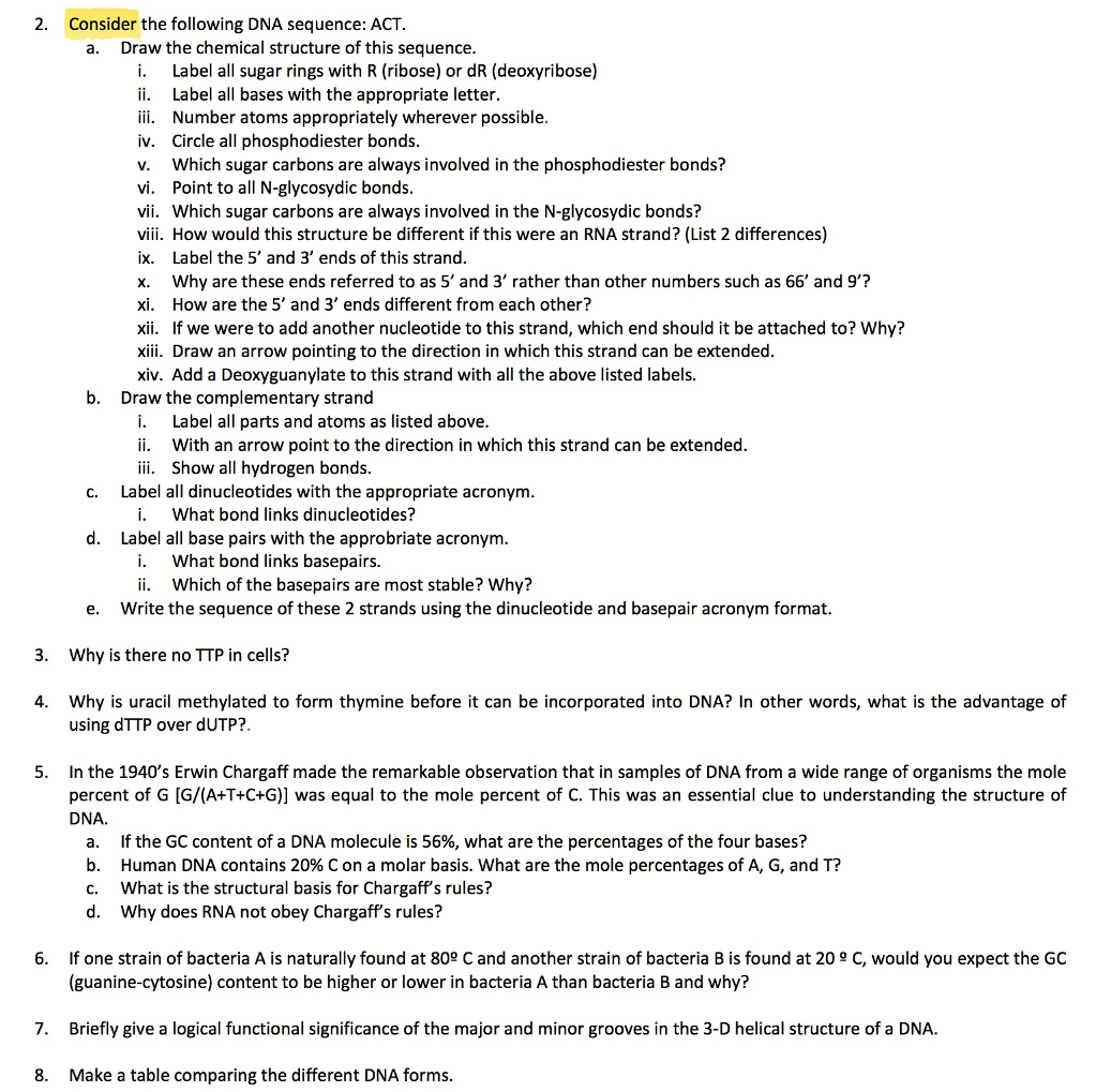 Solved Consider the following DNA sequence: ACT. Draw the | Chegg.com