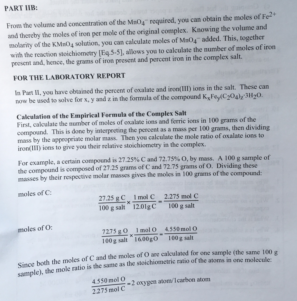 Solved In Part IIB, a student used 0.020061 M KMnO4 to do | Chegg.com