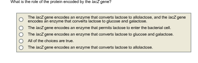 Solved What is the role of the protein encoded by the lacZ | Chegg.com