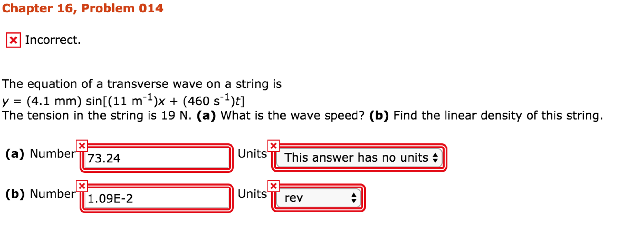 Solved The Equation Of A Transverse Wave On A String Is Y