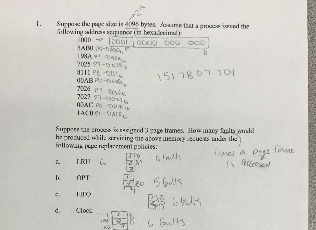 Solved 1. Suppose the page size is 4096 bytes. Assume that a | Chegg.com
