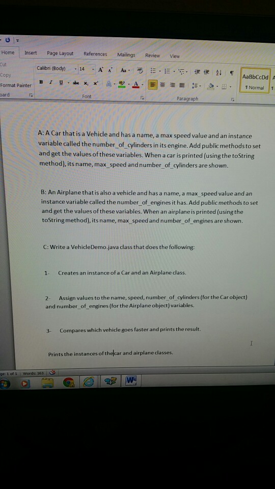 Solved Home Insert Page Layout References Mailings Review | Chegg.com