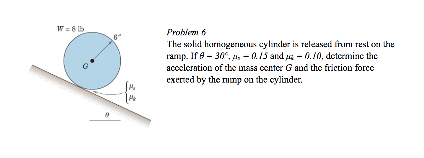 Solved Problem 6 The solid homogeneous cylinder is released | Chegg.com