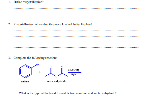 Solved . Define recrystallization? 2. Recrystallization is | Chegg.com