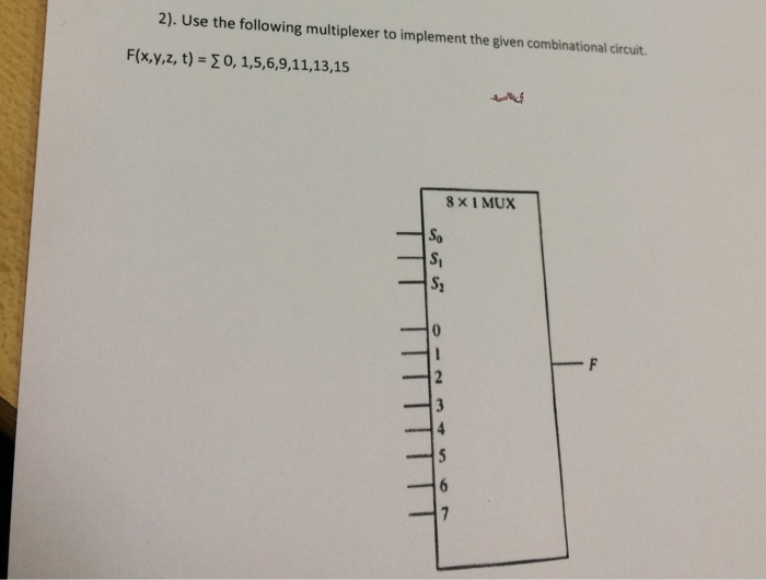 Solved Use the following multiplexer to implement the given | Chegg.com
