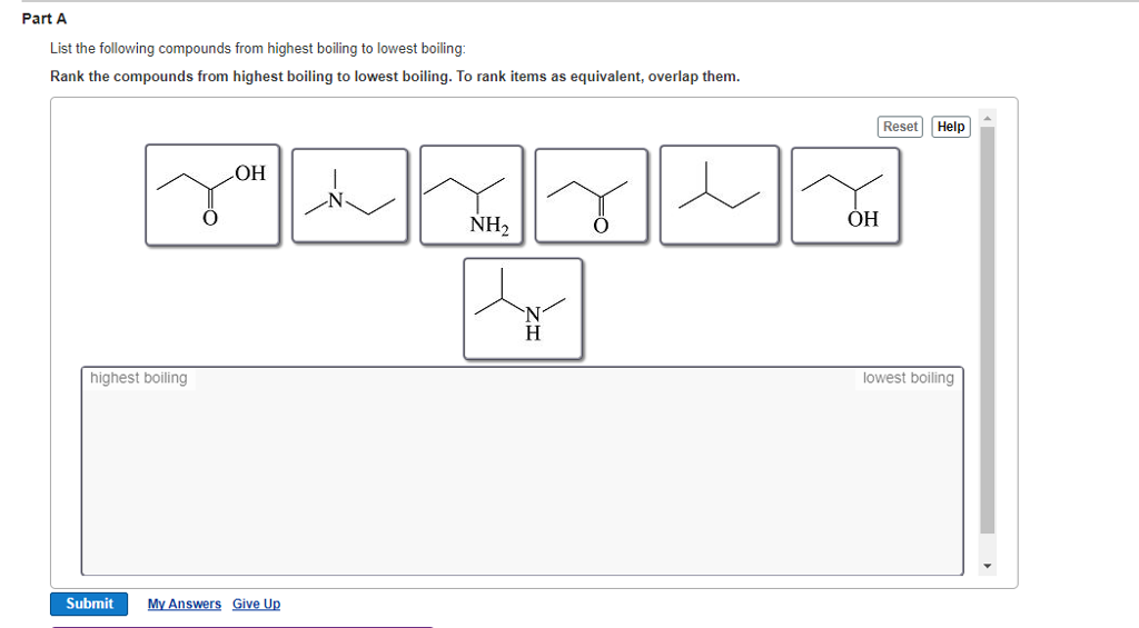 Solved List the following compounds from highest boiling to | Chegg.com