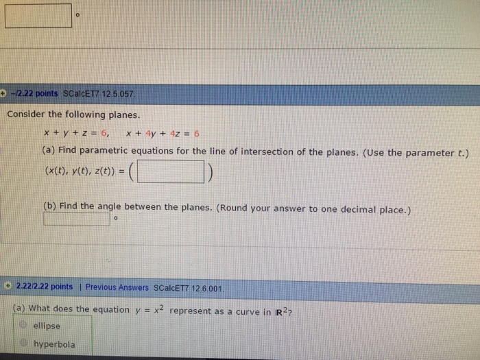 Solved Consider the following planes. x + y + z = 6, x + | Chegg.com Solved Consider the following planes. x + y + z = 6, x + | Chegg.com