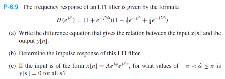 Solved The frequency response of an LTI filter is given by | Chegg.com