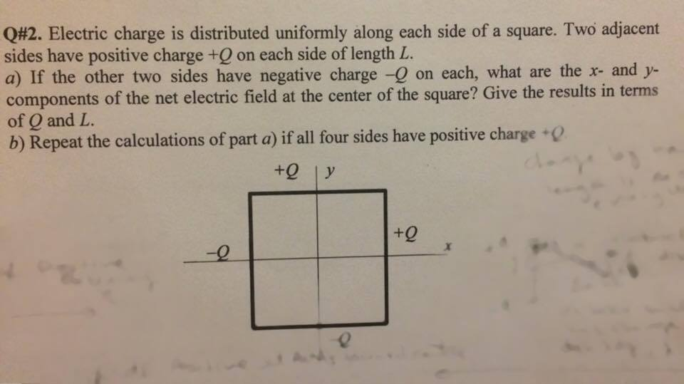 Solved Electric charge is distributed uniformly along each | Chegg.com