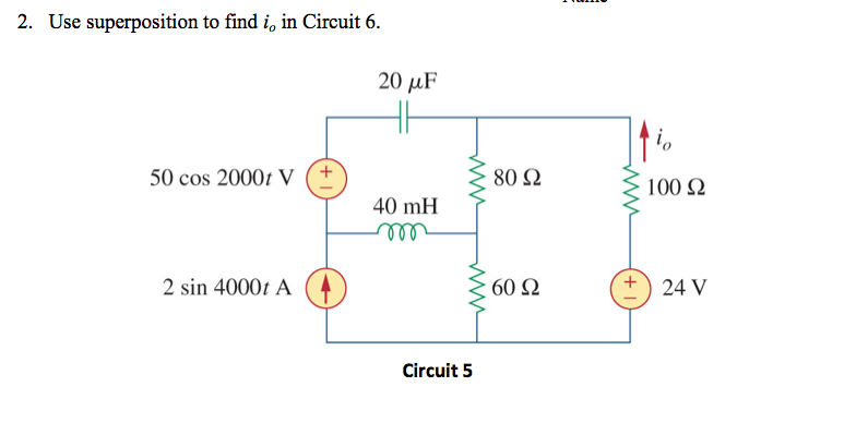 Solved Use superposition to find i0 in circuit 6. | Chegg.com