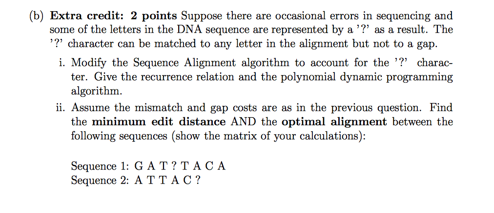 Recall the Edit Distance (Sequence Alignment) | Chegg.com