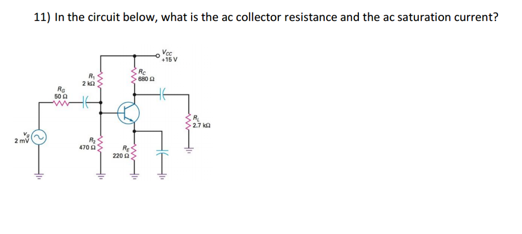 Solved In the circuit below, what is the ac collector | Chegg.com