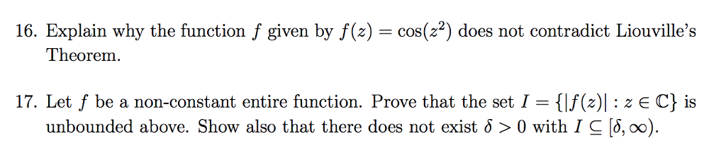 Solved 16. Explain why the function f given by f(z) = cos(H) | Chegg.com