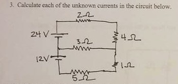 Solved Calculate each of the unknown currents, in the | Chegg.com
