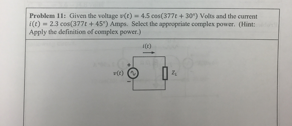 Solved Given the voltage v(t) = 4.5 cos(377t + 30 degree) | Chegg.com