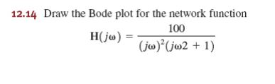 Solved Draw the Bode plot for the network function H(j | Chegg.com