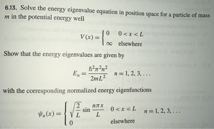 Solved Solve The Energy Eigenvalue Equation In Position