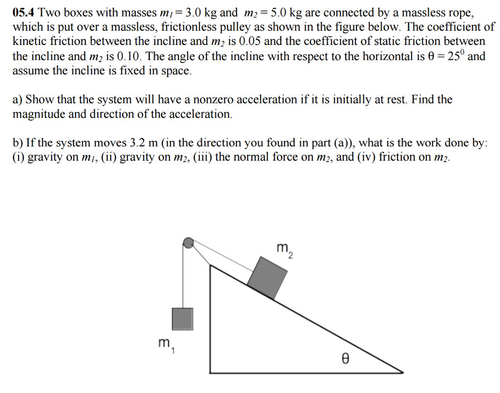 Solved Two boxes with masses m1 = 3.0 kg and m2 = 5.0 kg are | Chegg.com