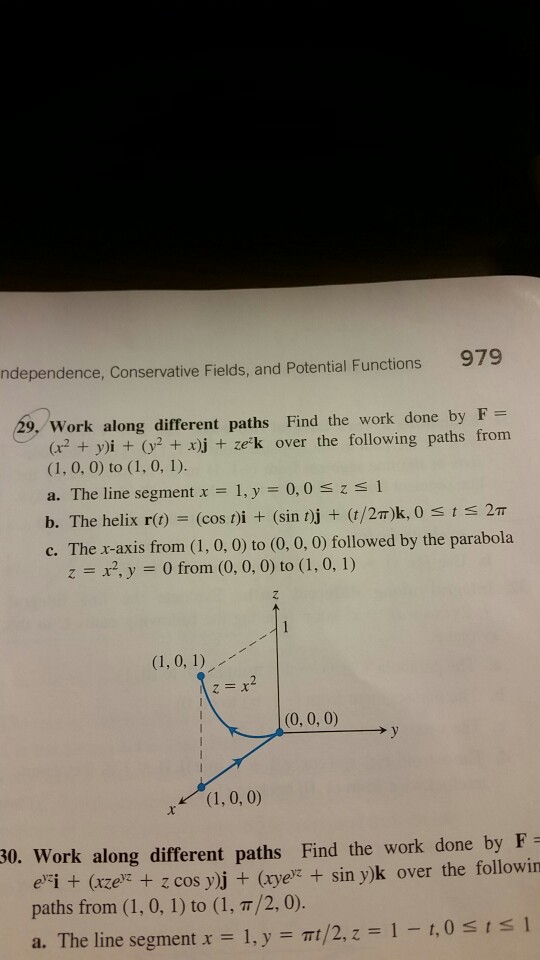 Solved Work along different paths Find the work done by F = | Chegg.com