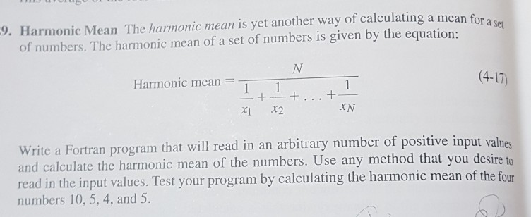 Solved 9. Harmonic Mean The harmonic mean is yet another way | Chegg.com