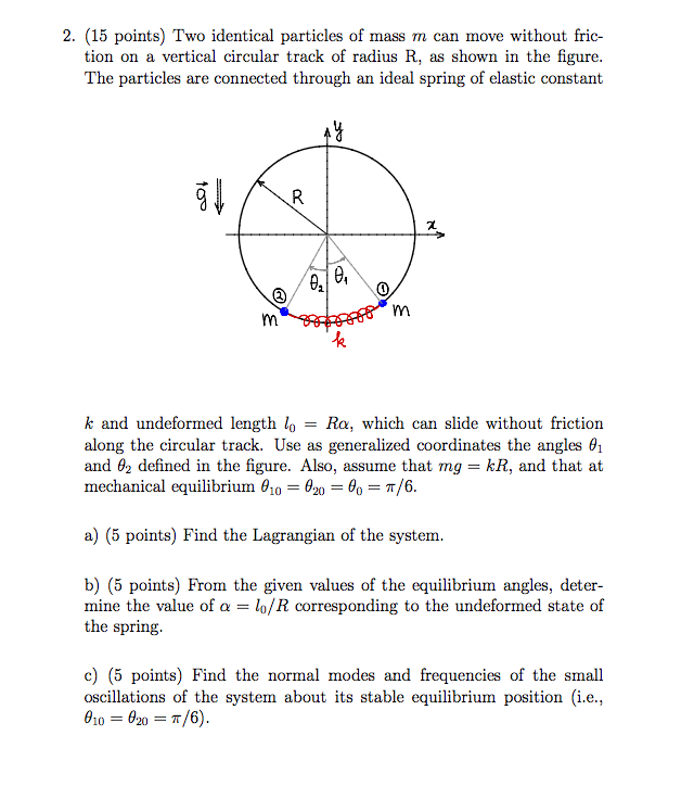 Solved Two identical particles of mass m can move without | Chegg.com
