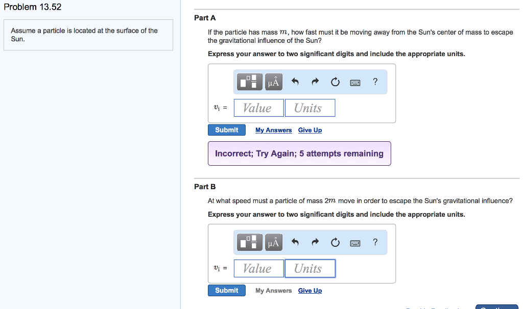 Solved Problem 13.52 Part A Assume a particle is located at | Chegg.com