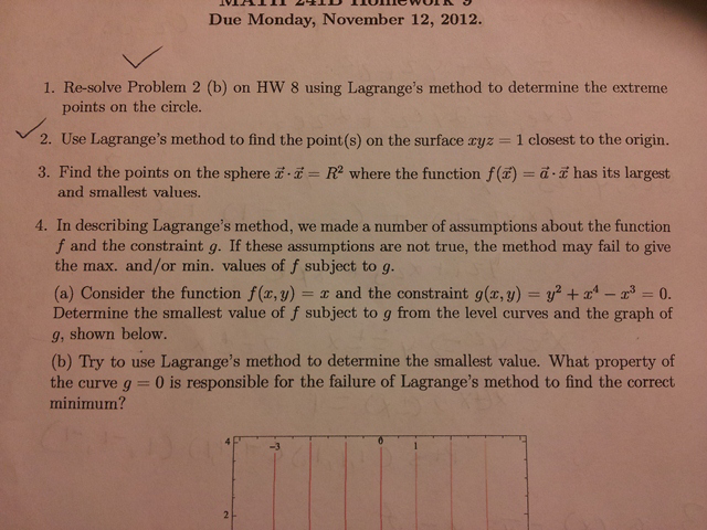 Solved Re-solve Problem 2 (b) on HW 8 using Lagrange's | Chegg.com