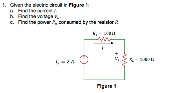 Solved Given the electric circuit in Figure 1: Find the | Chegg.com