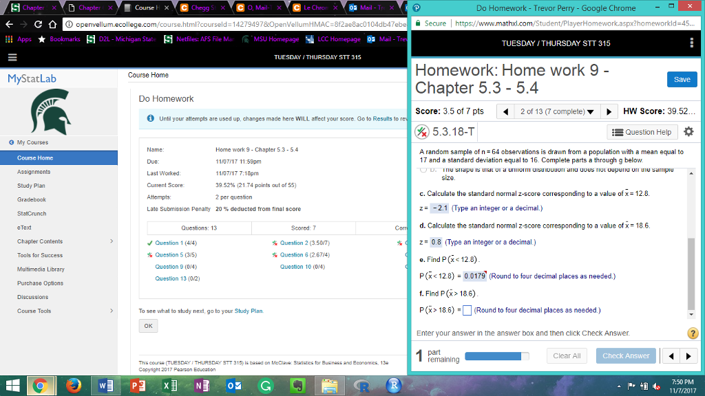 Solved Do Homework - Trevor Perry - Google Chrome ⓘ open | Chegg.com