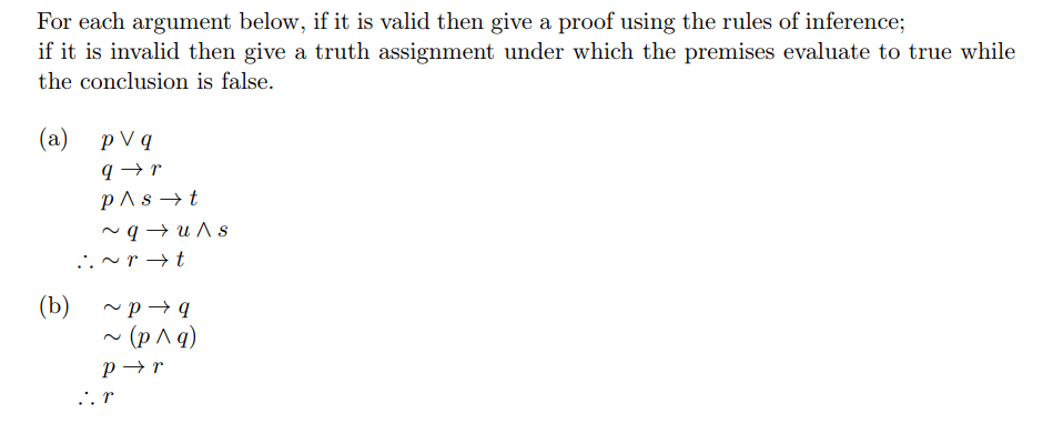 Solved For each argument below, if it is valid then give a | Chegg.com