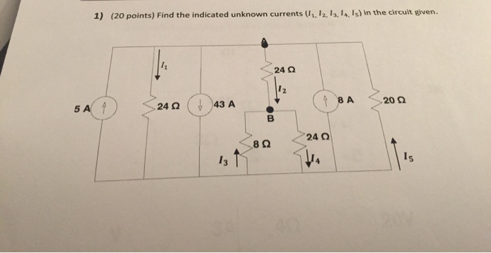 Solved Find the indicated unknown currents (I1, I2, I3, I4, | Chegg.com